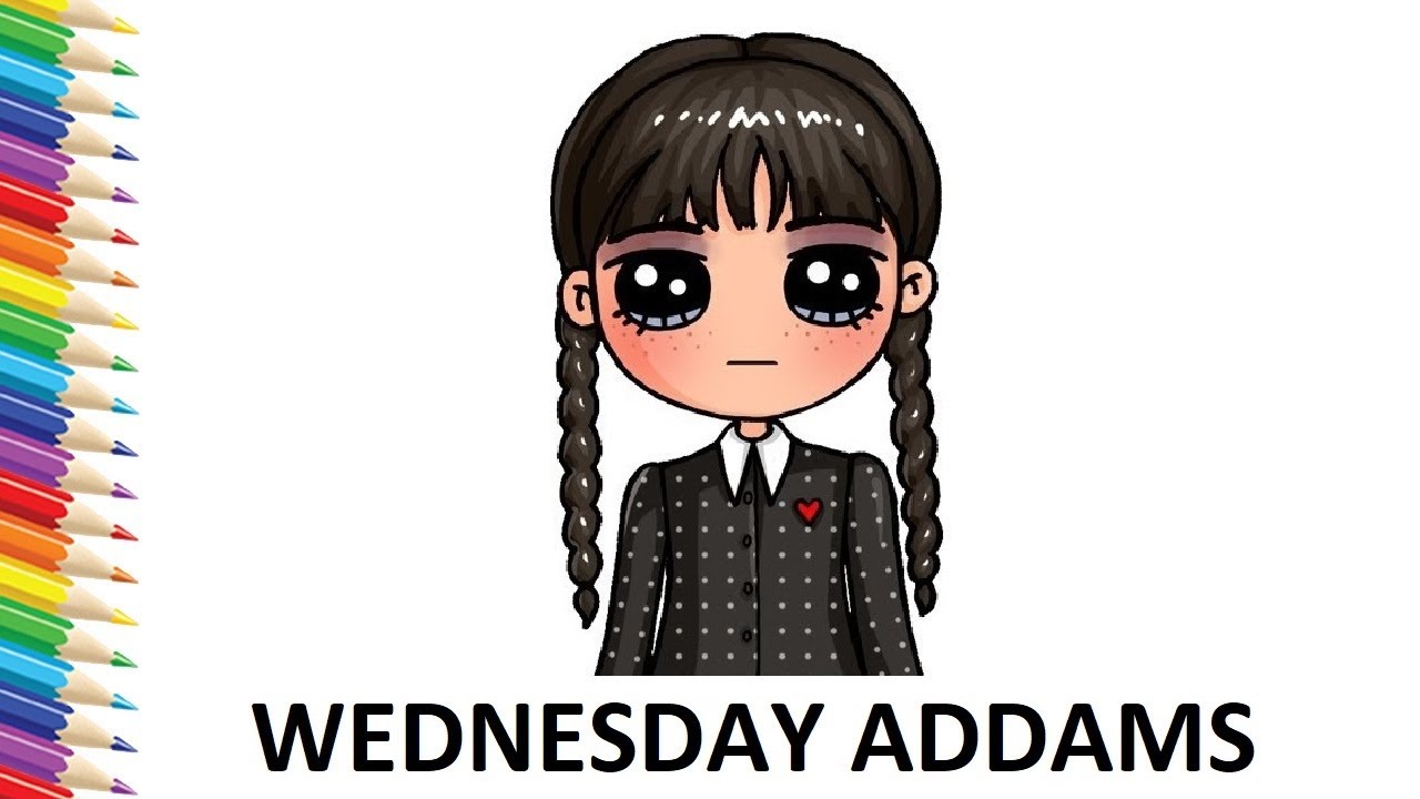 How to draw a Wednesday Addams Easy - YouTube