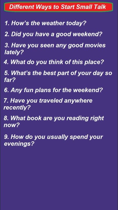 How to Start Small Talk in English || English learning Video #shorts - YouTube