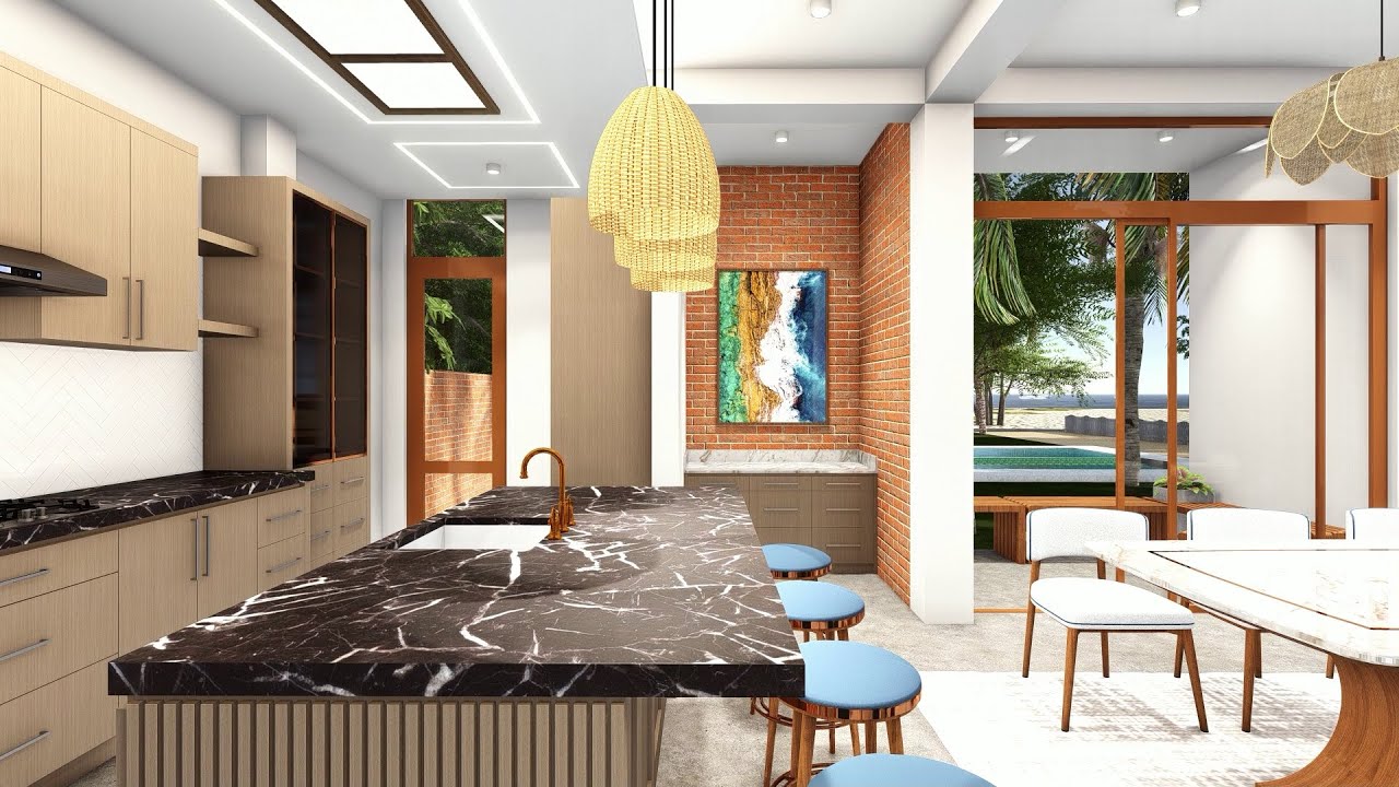 3D ANIMATION || DINING & ISLAND KITCHEN AREA - YouTube