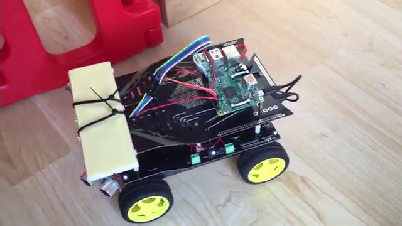 Windows 10 IoT Raspberry Pi DFRobot Cherokey 4WD Ultrasonic Robot - YouTube