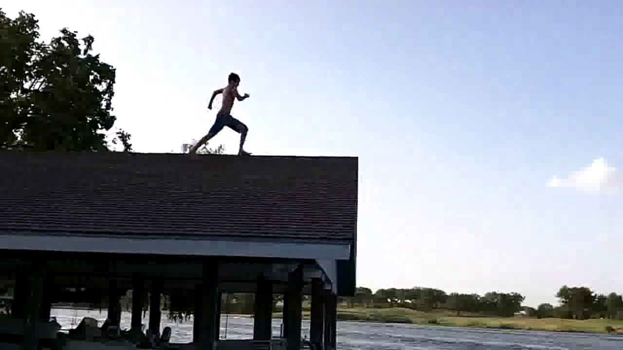 Guy jumps off roof - YouTube