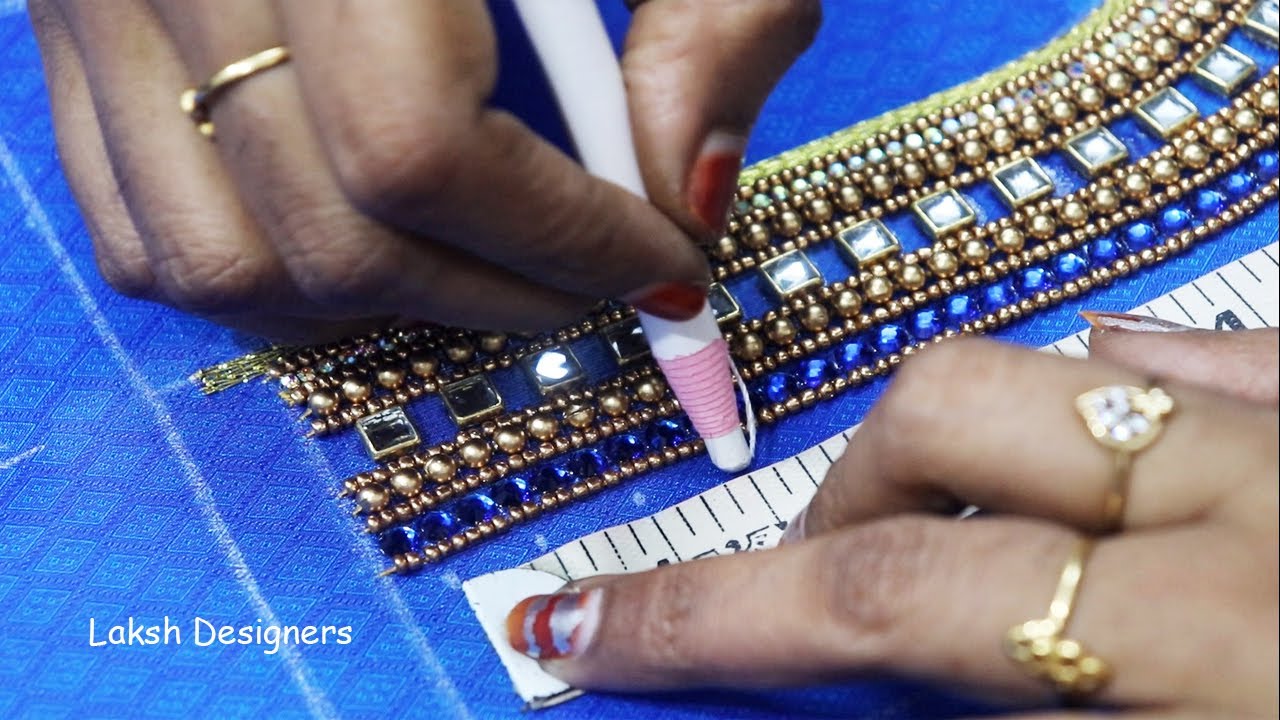 2500 range aari work blouse neck designs / aari bridal front neck ...