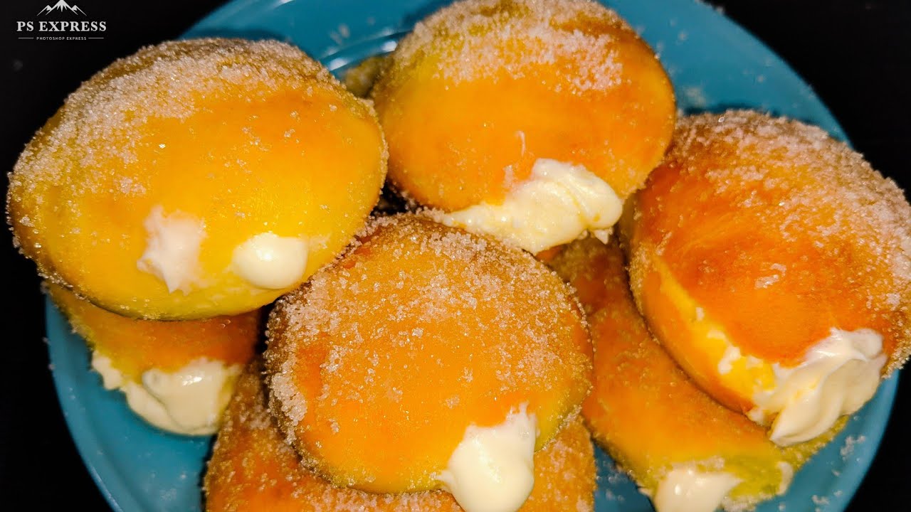 Pączki- polish donuts|| Baked pastry filled with cream cheese filling ...