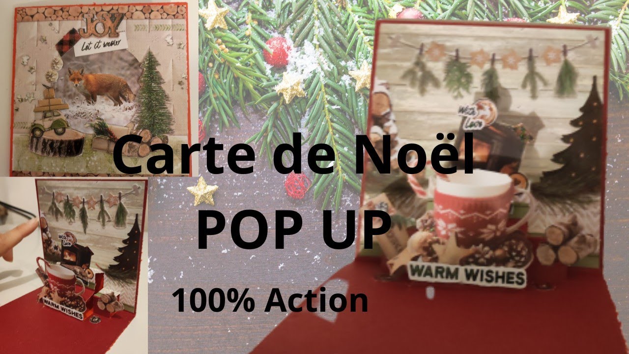 Tuto carte Pop up de Noël 100% action - YouTube