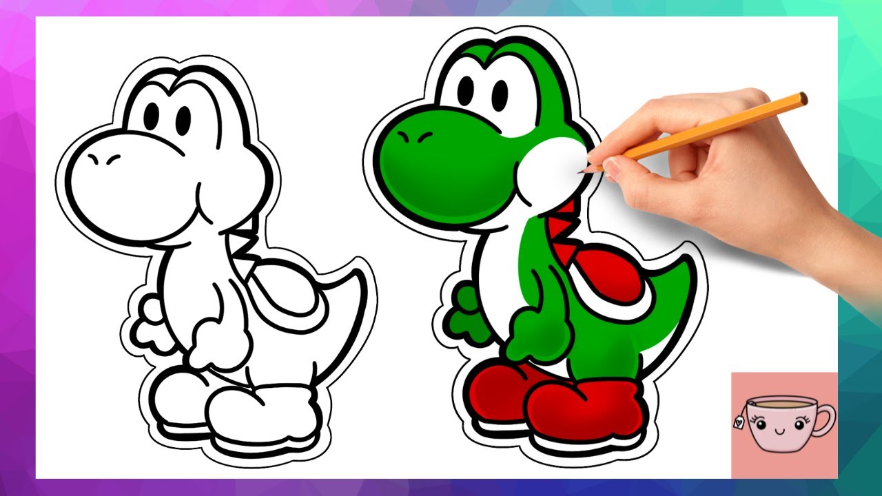 How To Draw Paper Yoshi | Paper Mario | Cute Easy Drawing Tutorial ...