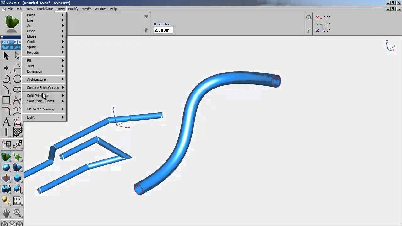 Pipes in ViaCad - YouTube