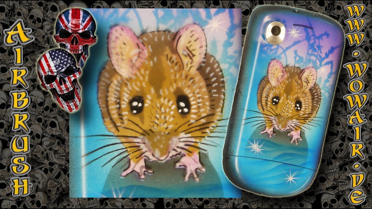 Airbrush by Wow No.911 " Mouse on a old HTC Phone " english commentary ...