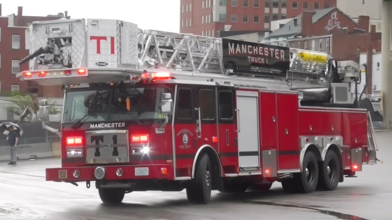 Manchester, NH Fire Department *NEW* Truck 1 Responding - YouTube