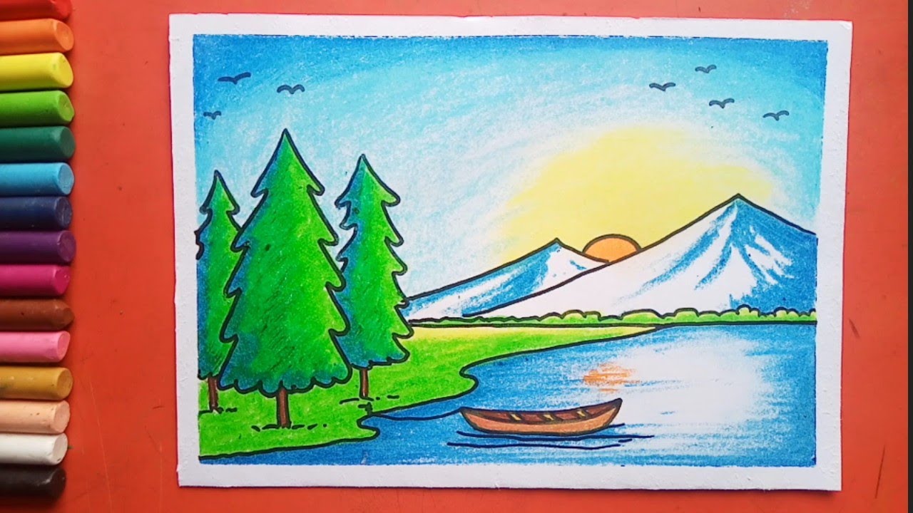 Easy and simple Scenery Drawing - YouTube