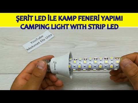 Şerit Led İle Kamp Feneri Yapımı (kendin yap 12 volt lamba, DIY)