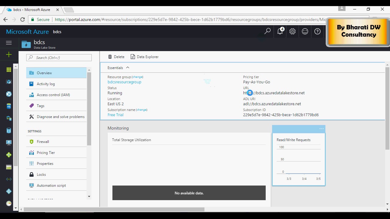 Microsoft Azure Cloud - Data Lake Store - DIY-2-of-20 - YouTube