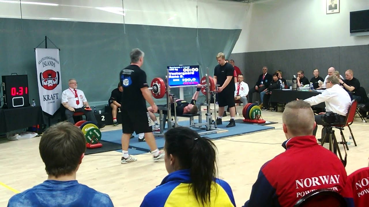 Rene Vestergaard NM 2013 190kg Benchpress Good lift - YouTube