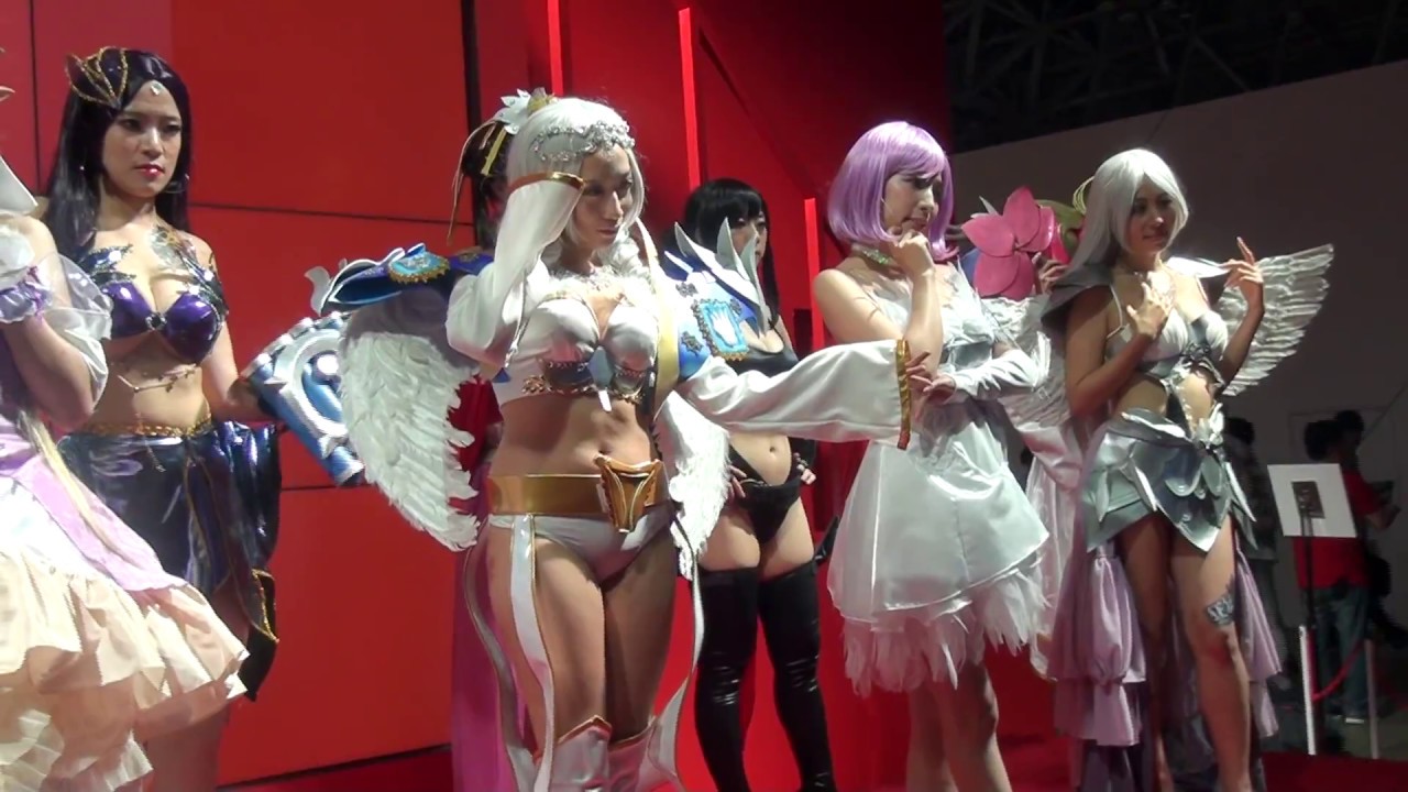 TGS2018 6WAVES ブース セクシーモデル ラインナップ 東京ゲームショウ2018 - YouTube