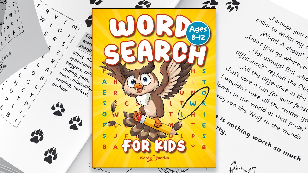 Kids Word Search Activity Book - based on Aesop's Fables - YouTube