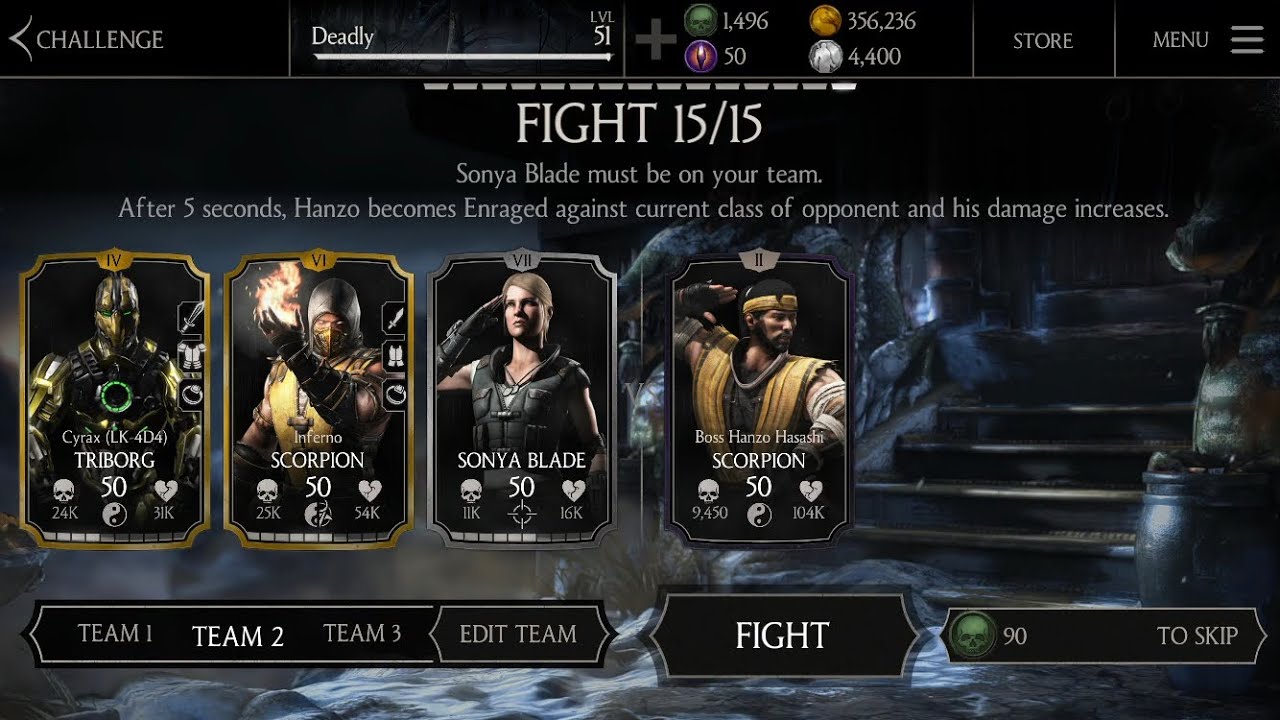 Mkx mobile 1.17 Hanzo Hasashi challenge/fusion Inferno Scorpion VII ...