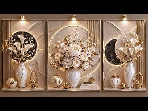 3 HOURS Luxury Ivory Calla Lily & Gold Peony Art | Relaxing Ambient Background, Deep Focus & Sleep