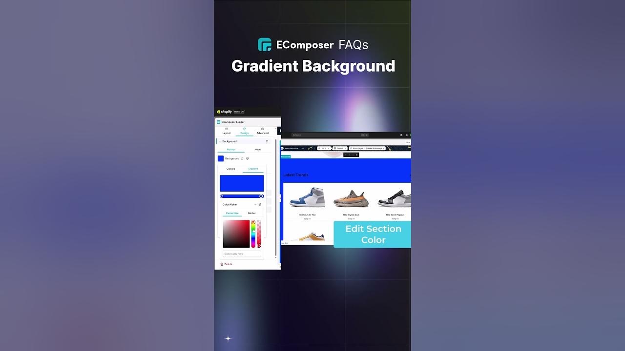 How to create Gradient Background- EComposer design tips - YouTube