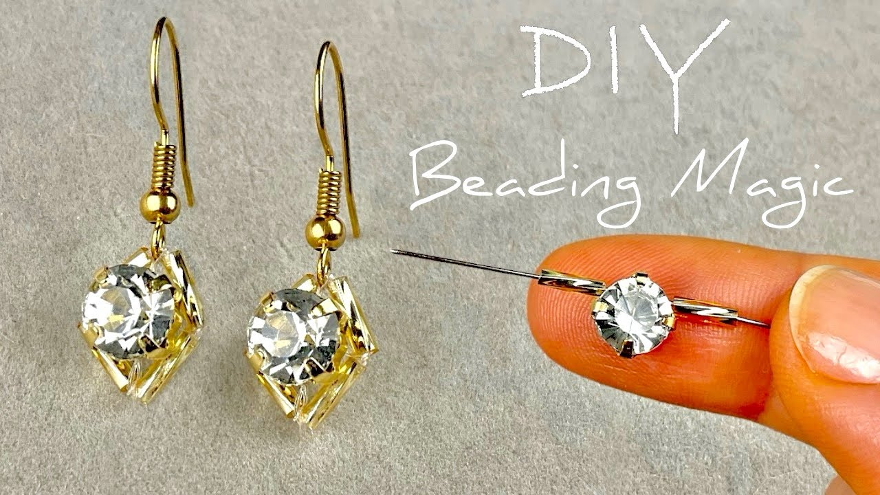 Beading Tutorials: How to Make Earrings with Bugle Beads and Rhinestone - YouTube