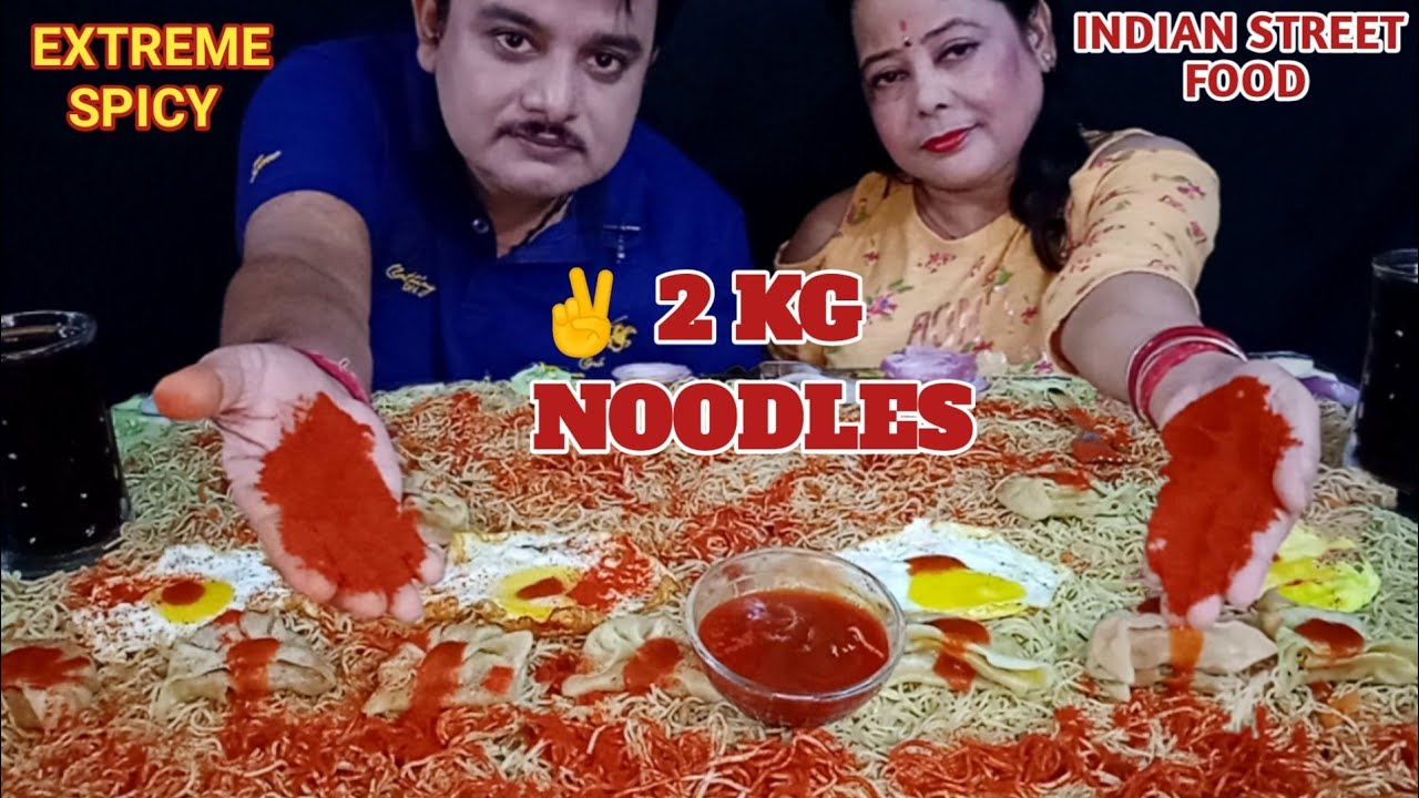 EXTREME SPICY🔥🌶INDIAN STREET FOOD EATING CHALLENGE SPICY 2 KG NOODLES ...