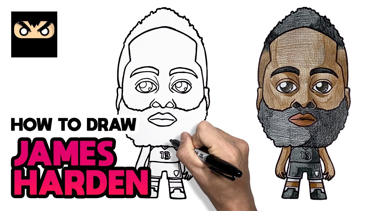 How to draw JAMES HARDEN | BROOKLYN NETS - 제임스 하든 그리기 | 브루클린 네츠 - YouTube