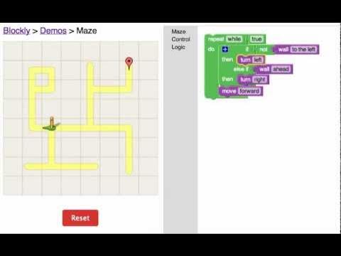 Blockly Left-hand rule maze solving algorithm - YouTube