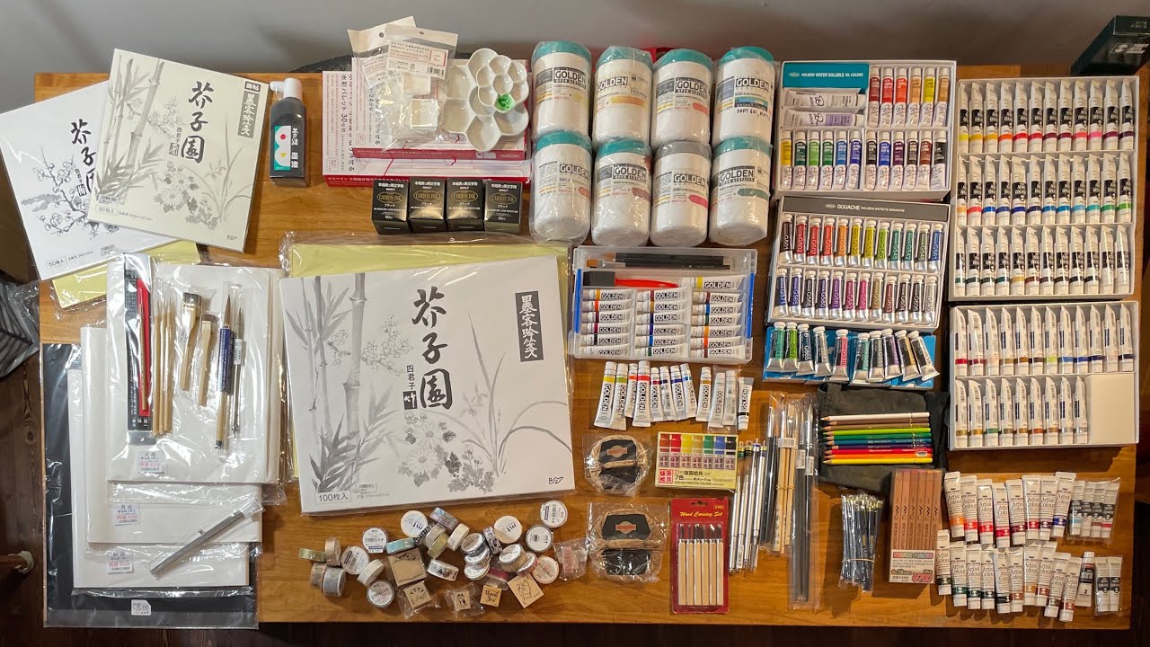 Art haul from Osaka! Guoashe, acrylics and sumi-e materials nov23 from ...