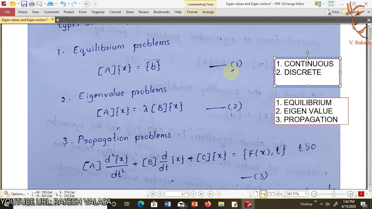 Introduction of Eigen values & Eigen vectors, finite element methods ...