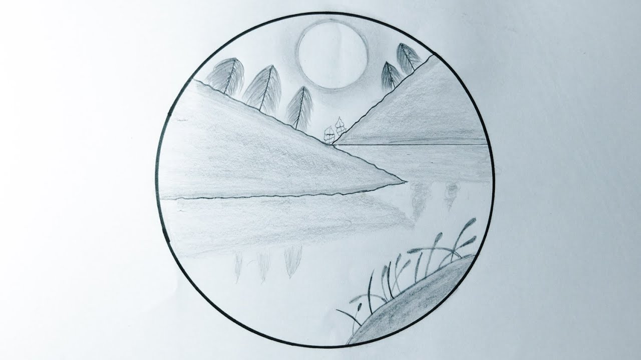 Landscape scenery drawing । How to draw a Circle scenery | MIM Art ...