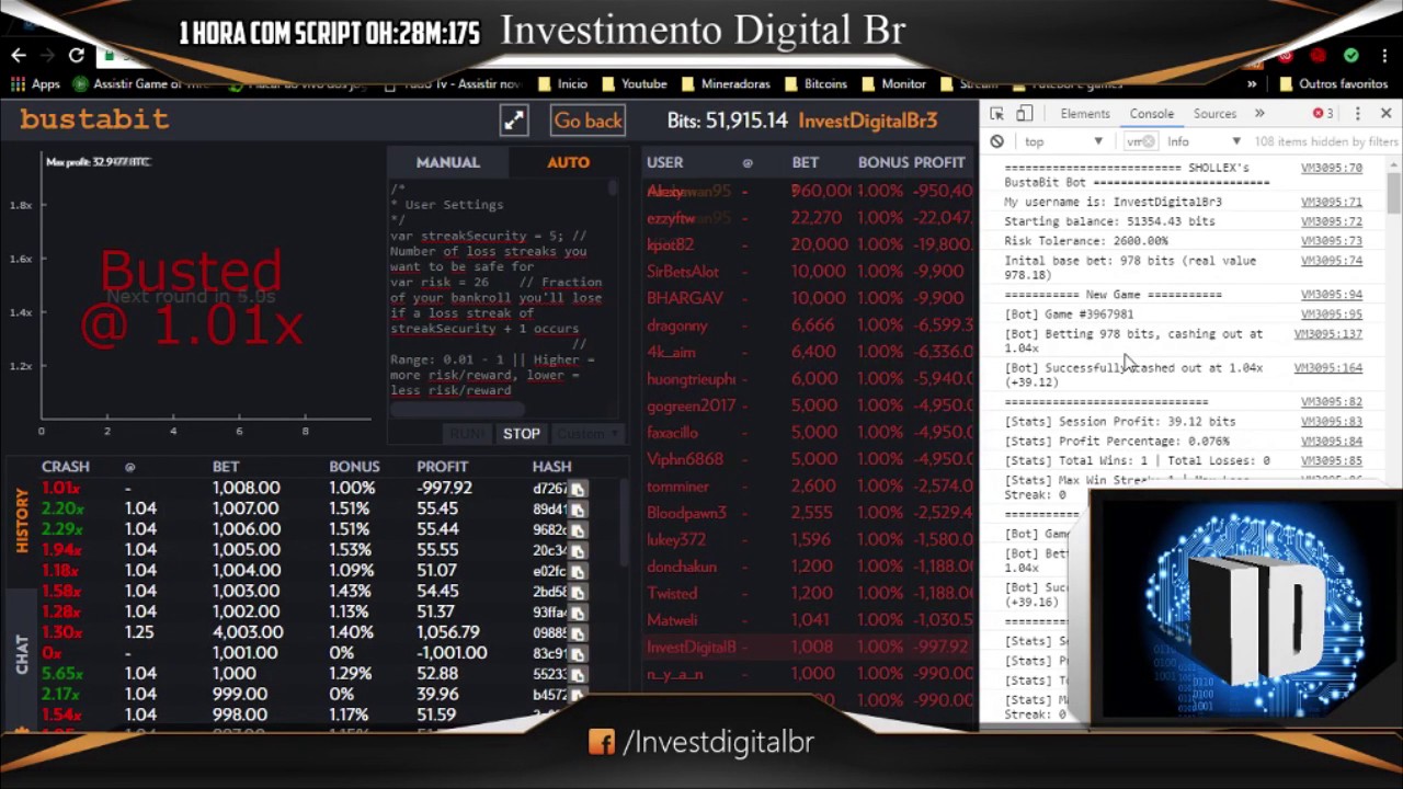 Novo Script Bustabit 10% em 1hora - YouTube