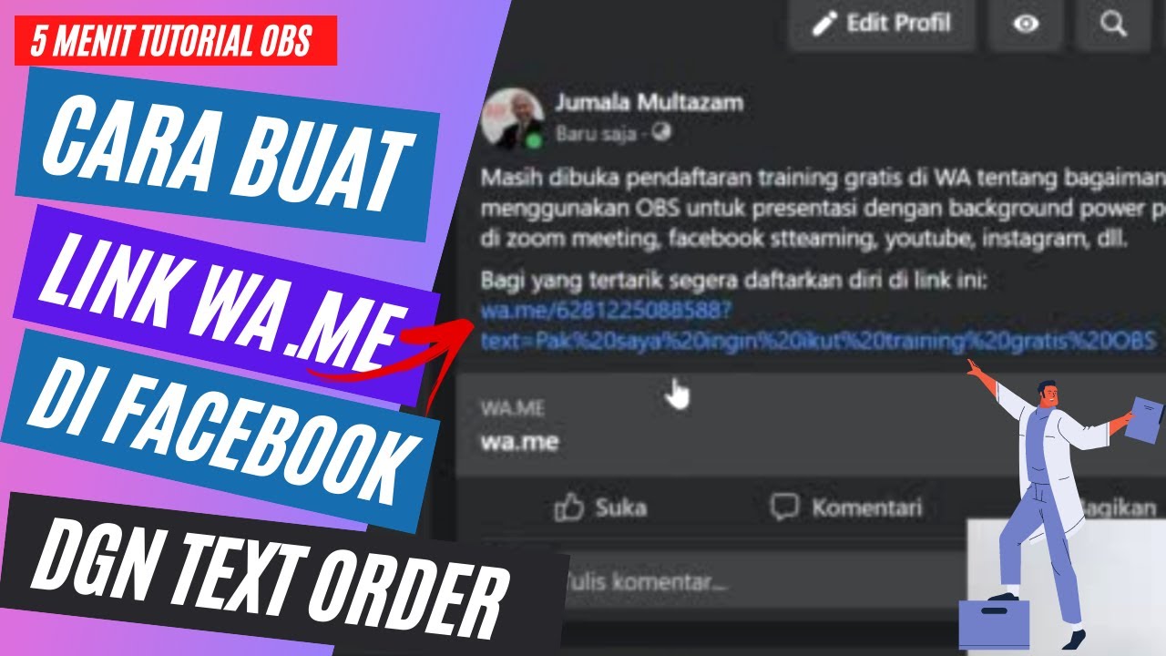 WA#... BAGAIMANA CARA MEMBUAT LINK WA.ME DI FACEBOOK DENGAN TEXT ORDER ...