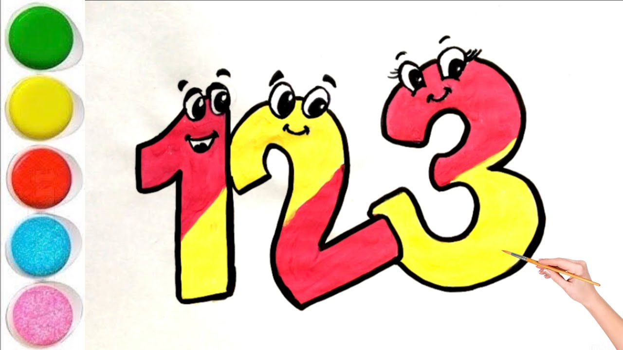 Colorful Number 123 Drawing // Number Drawing Painting and Coloring for ...