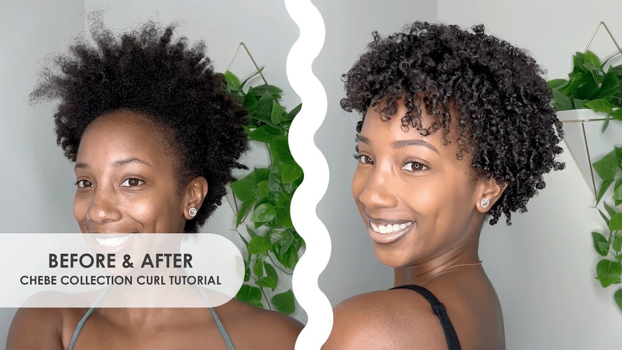 BEFORE & AFTER - Natural Hair Defined Curl Tutorial [Design Essential Chebe Collection] - YouTube