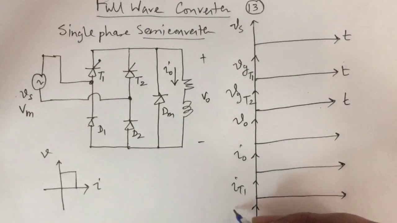 Single Phase Full Wave Semiconverter part 1 - YouTube