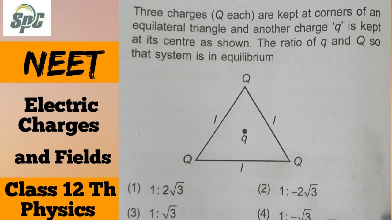 Three charges Q each are kept at corners of an equilateral triangle and ...