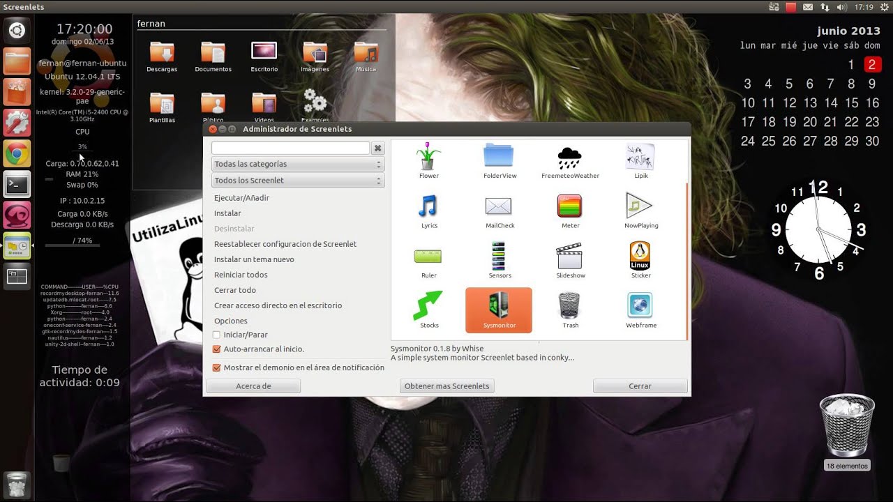 Screenlets, herramienta de gadgets y widgets - YouTube