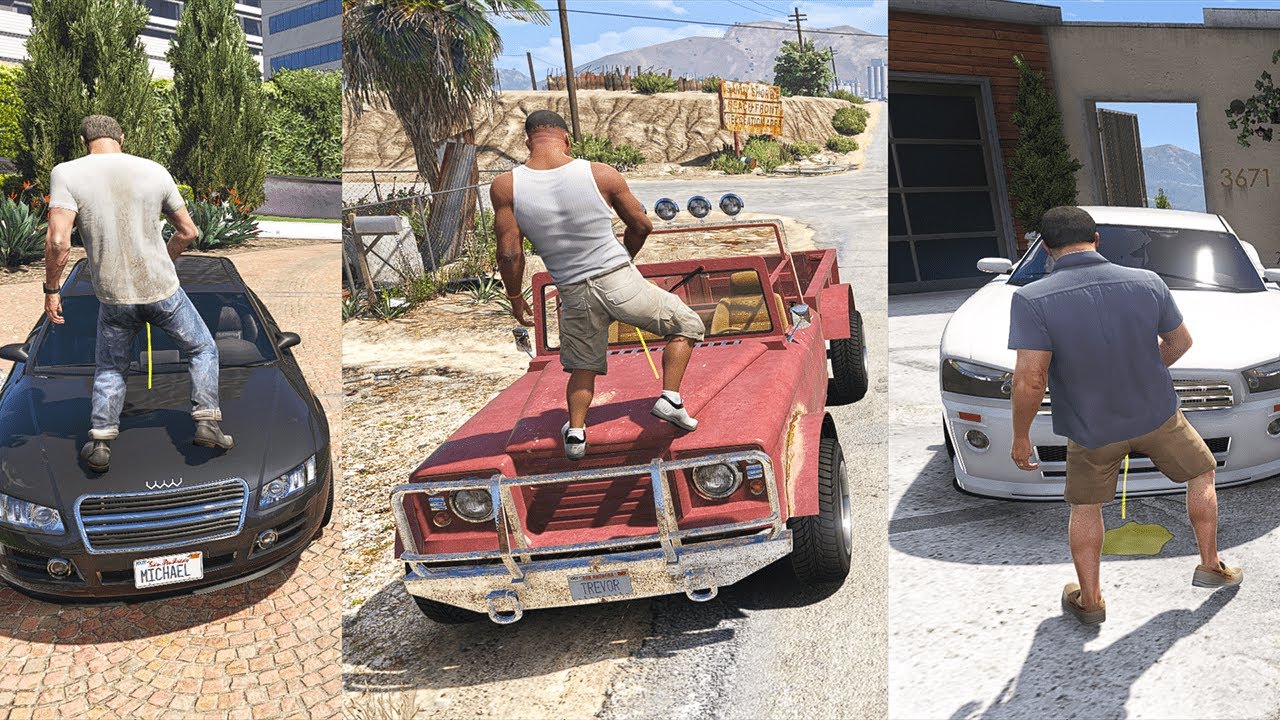 What Happens If You Pee On Michael, Trevor And Franklin's Car In GTA 5 ...