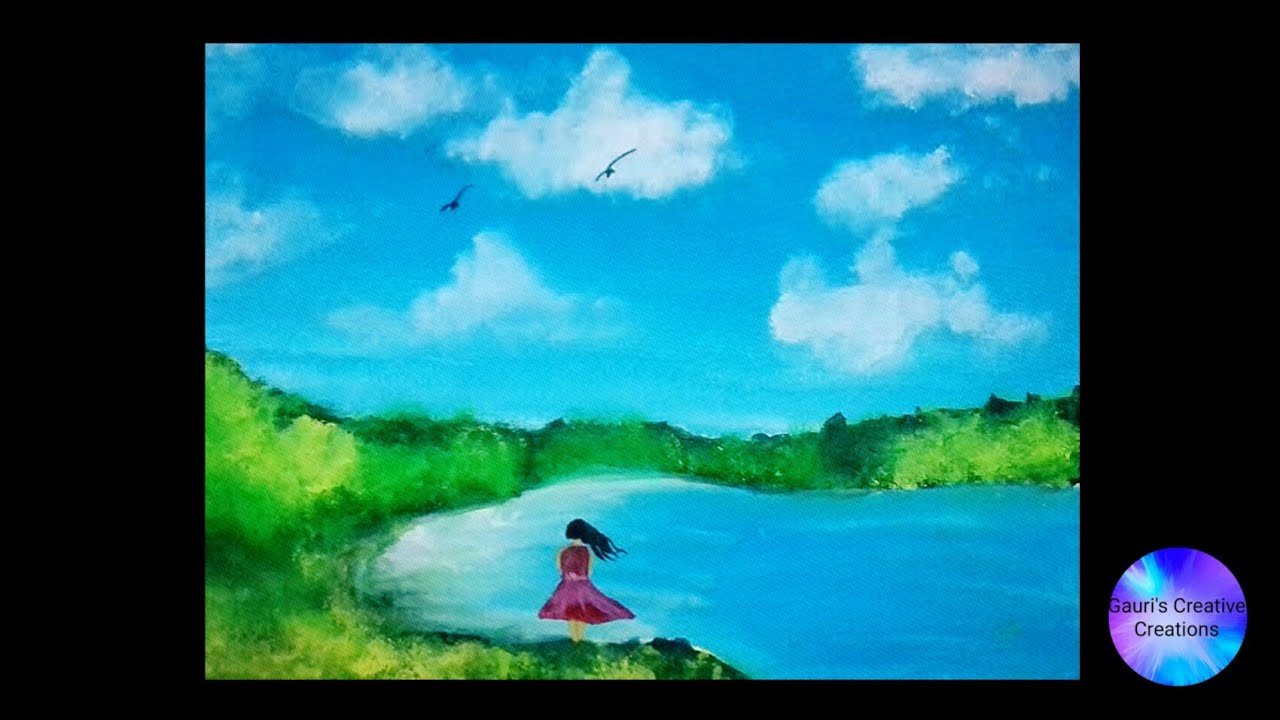 Easy scenery of a girl standing near a lake - YouTube