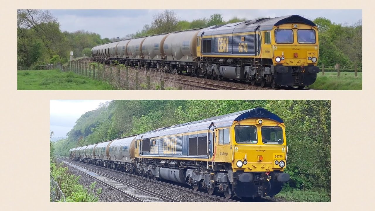 GBRf 66740 'Sarah' hauling the Castle Cement Train - YouTube