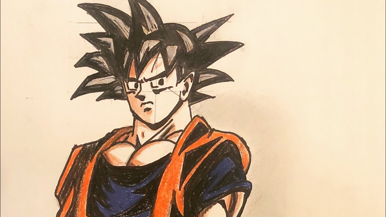 Comment Dessiner Goku : crayons et feutre noir. - YouTube