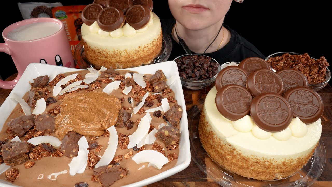 ASMR Chocolate Banana Ice Cream & Carrot Cake Dessert Mukbang - YouTube