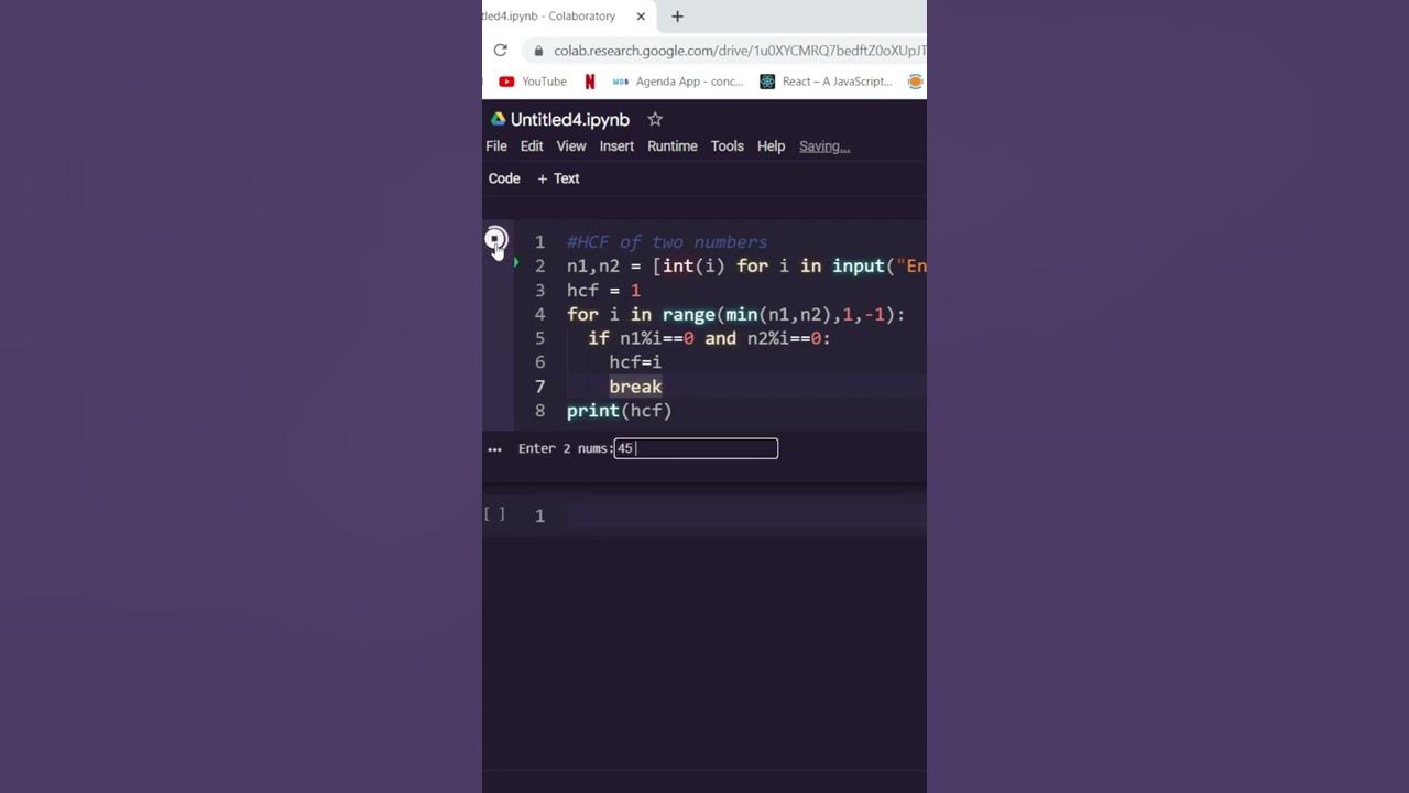 Program To Find Hcf Of Two Numbers In Python 15 π»π₯π€ Youtube