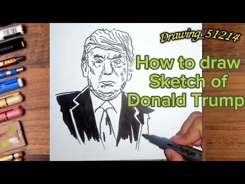 How to draw sketch of Donald Trump // very easy donald trump sketch ...