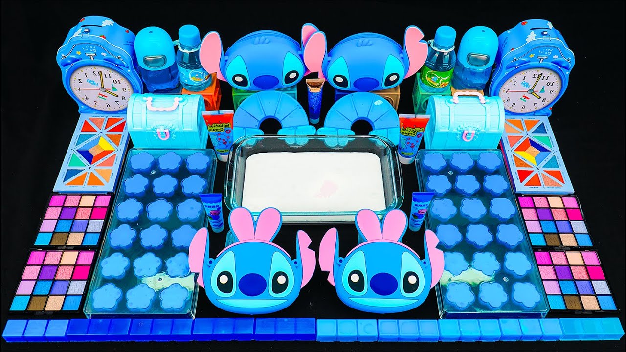 Adorable STITCH Collection Slime🌈 Mixing random into Glossy Slime I ...