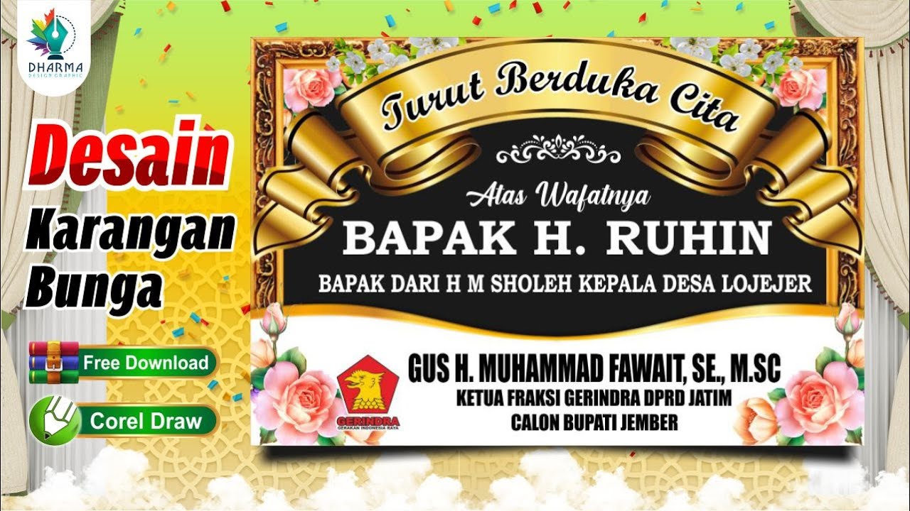 DESAIN KARANGAN BUNGA BERDUKA CITA / PAPAN UCAPAN || COREL DRAW - YouTube