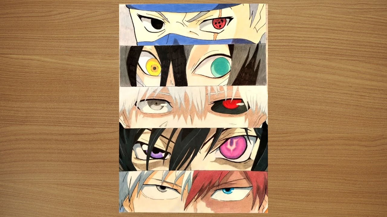 DRAWING KAKASHI OBANAI KANEKI LELOUCH AND TODOROKI EYES - YouTube