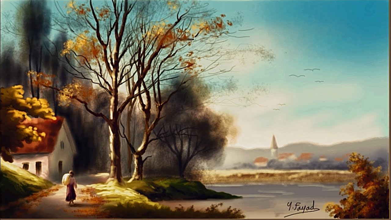 Digital Art Landscape Step By Step Using Sketchbook - YouTube