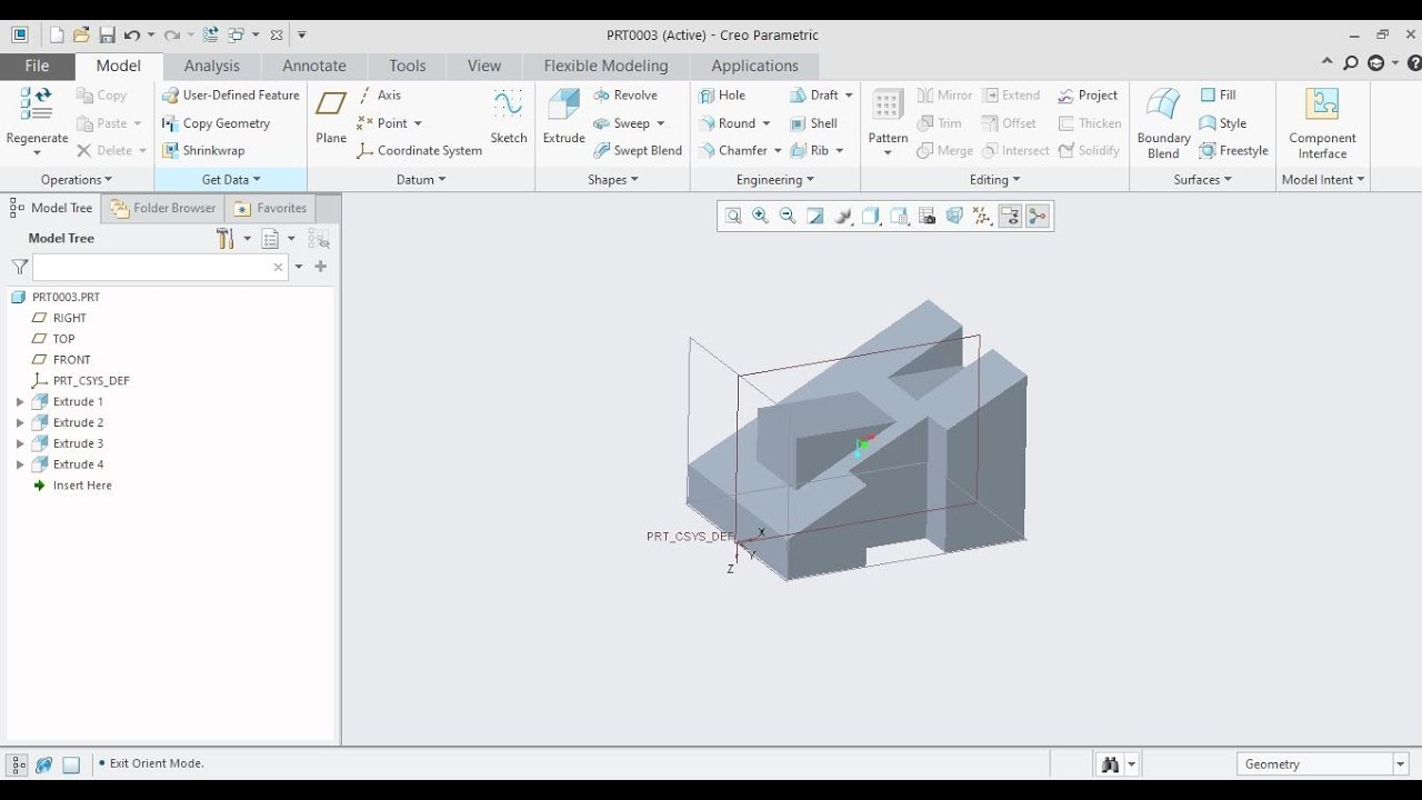 Creo Mirror and Extrude practice - YouTube
