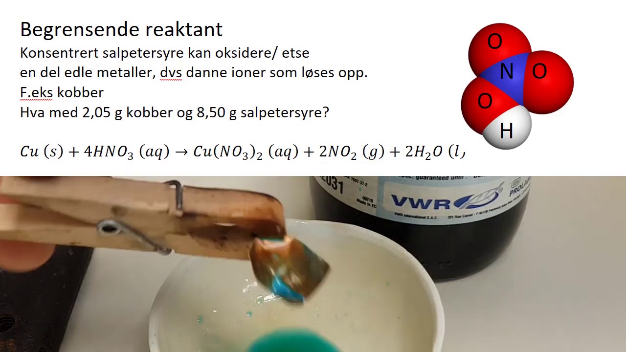 Begrensende reaktant - Reaksjon med kobber og salpetersyre - YouTube