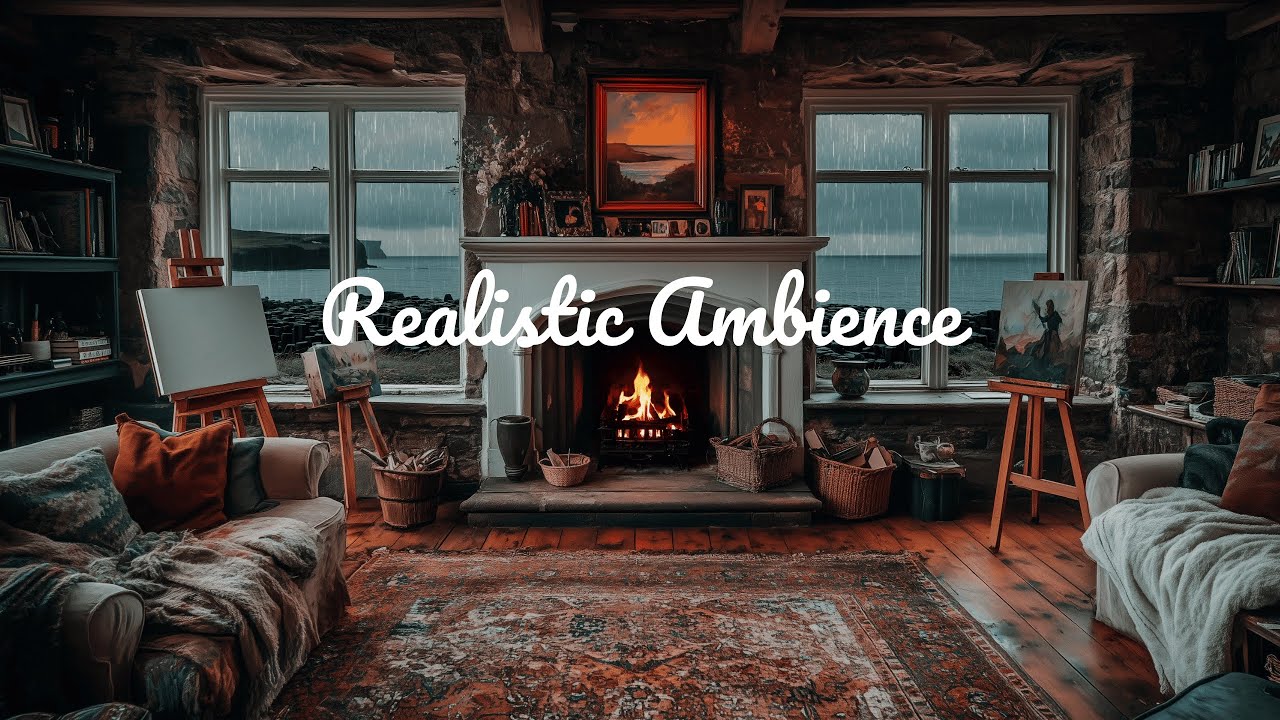 Live Rainy Irish Coastal Cottage Ambience 🌧️🔥 – Giant’s Causeway Studio ...