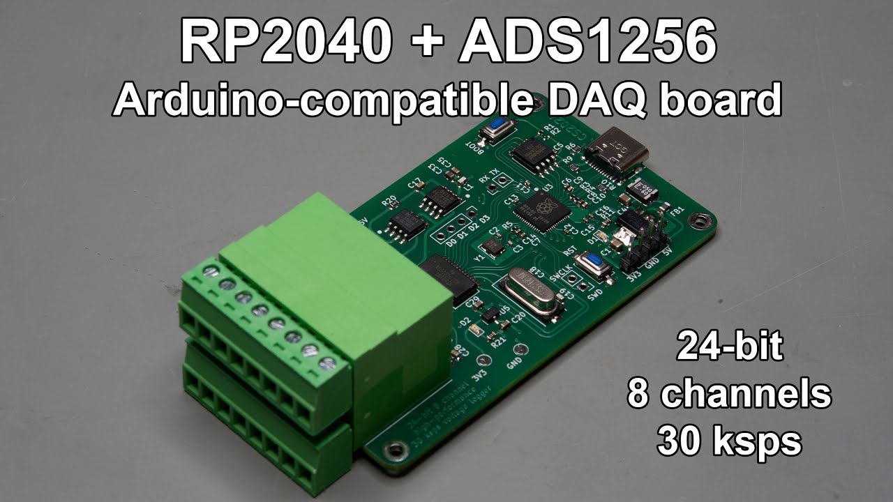 RP2040 + ADS1256 DAQ board - YouTube